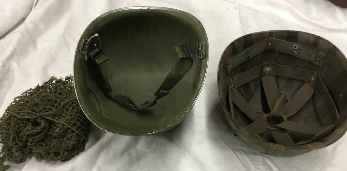 US M1 Steel Pot Helmet with Liner and Net - REPRO – camoLOTS.com